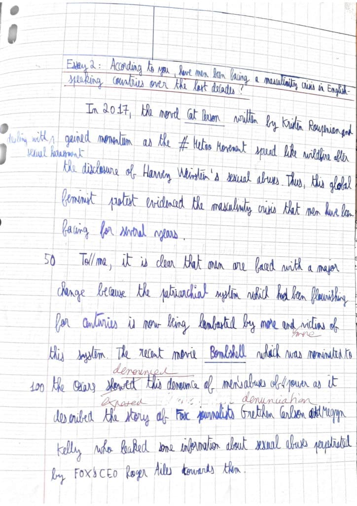 Sujet et corrigé de Q1 & Q2 en anglais sur les inégalités hommes/femmes ...