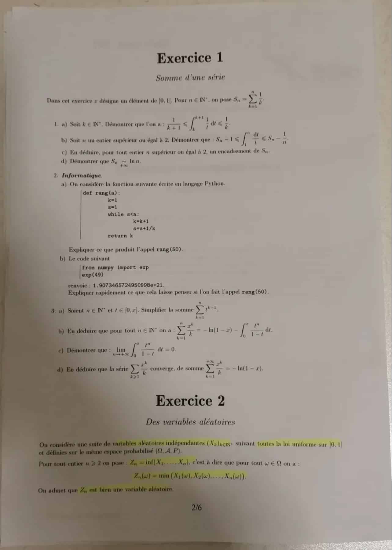 Maths approfondies emlyon 2023 - Sujet - Major Prépa