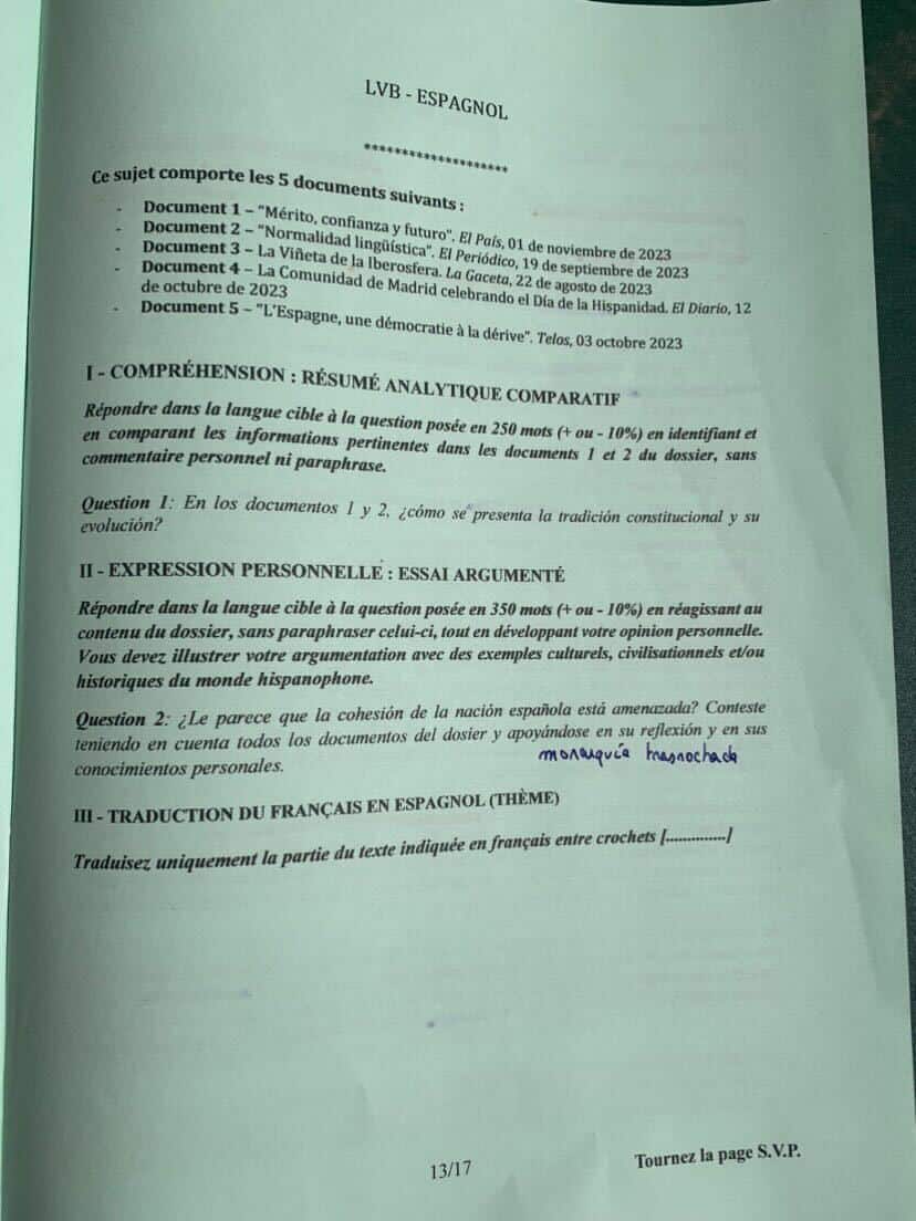 LV2 Espagnol ELVi 2024 - Sujet - Major Prépa